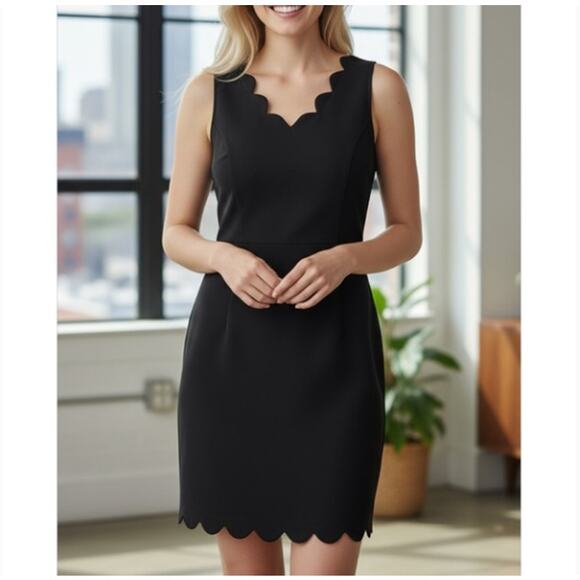 Monteau | Dresses | Monteau Black Scallop Hem V Neck Sleeveless Little ...